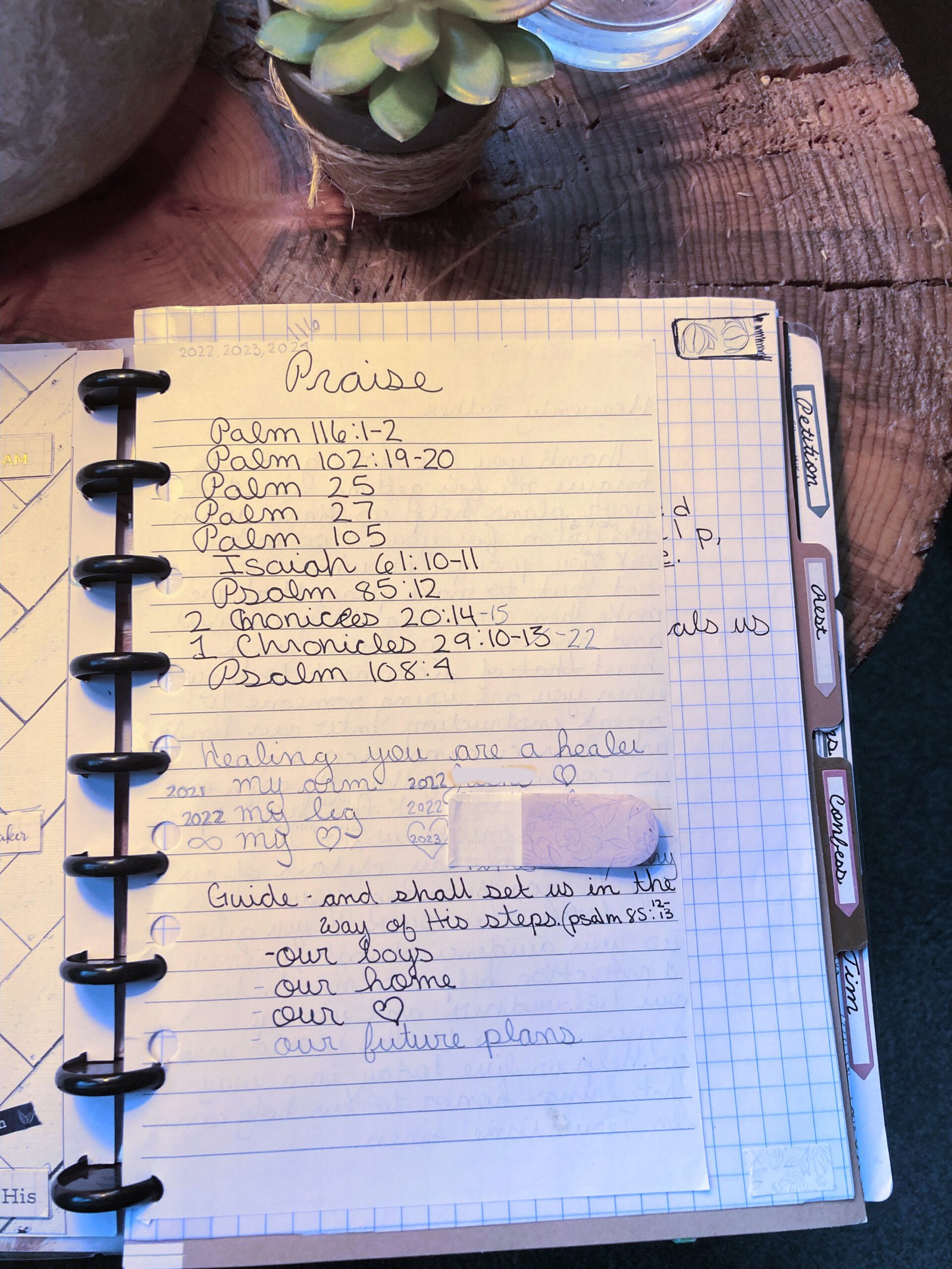 A peek inside Heather’s prayer binder