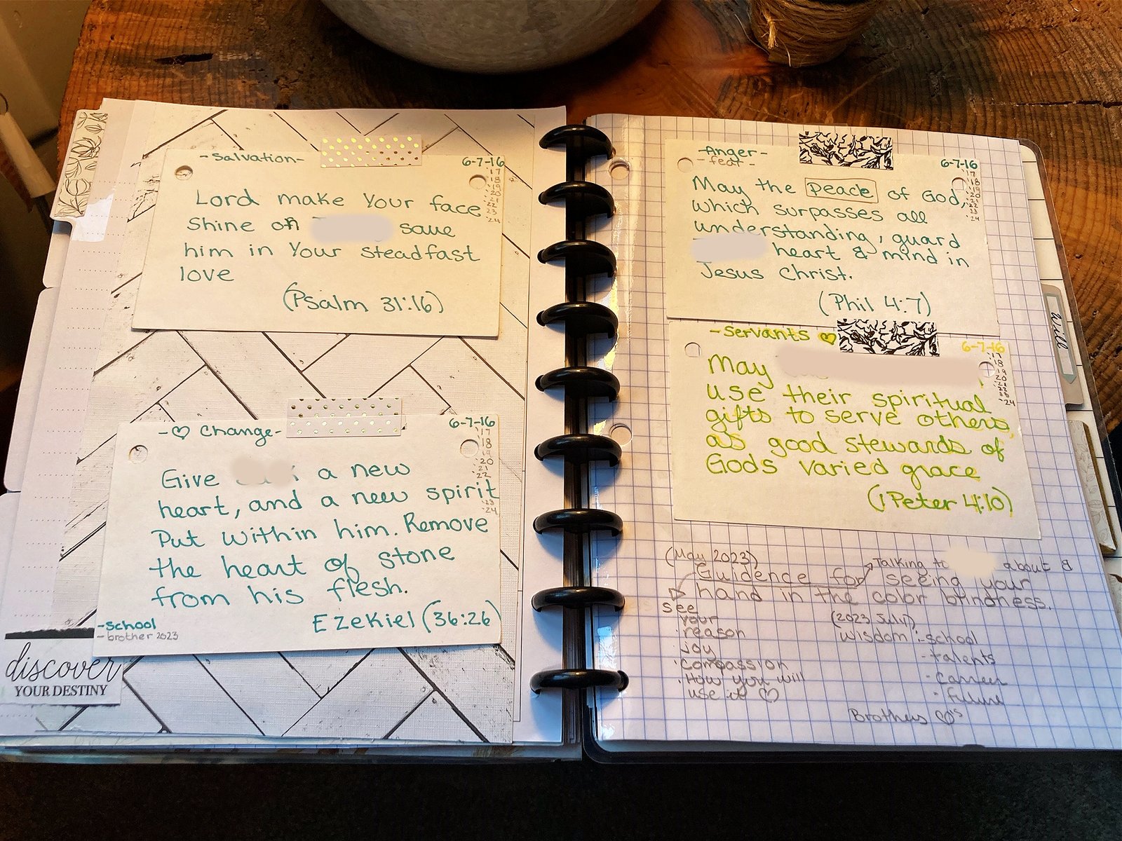 A peek inside Heather’s prayer binder