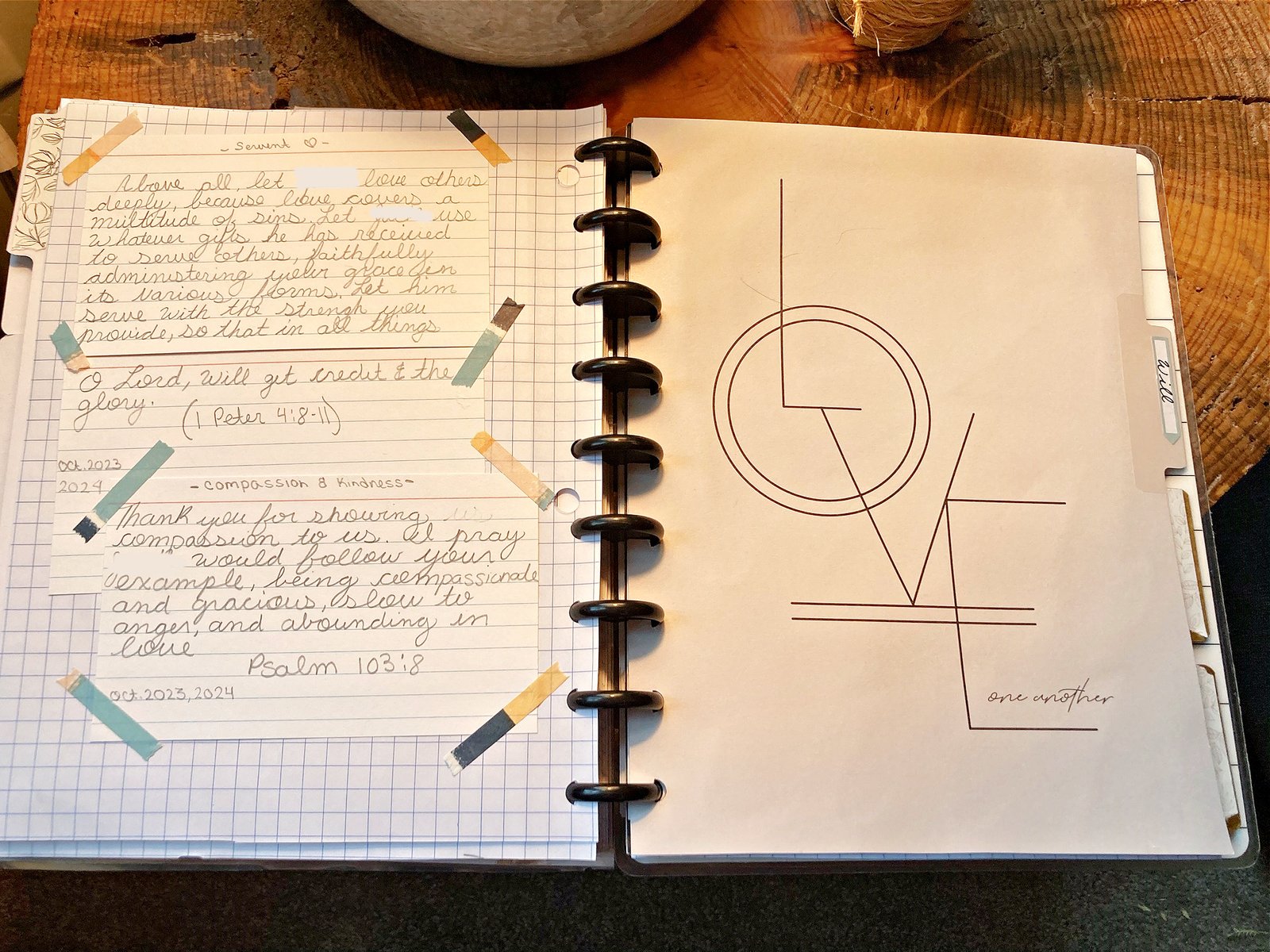A peek inside Heather’s prayer binder